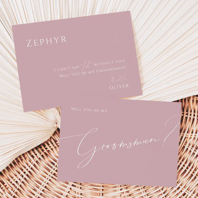 Whimsical Script | Rose Groomsman Proposal Card | Zazzle