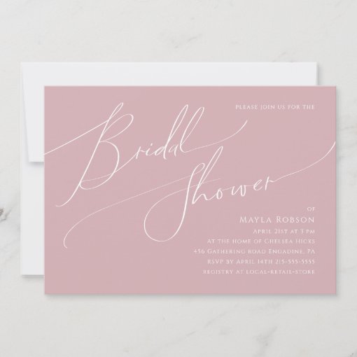Whimsical Script | Rose Horizontal Bridal Shower Invitation | Zazzle