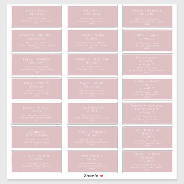 Whimsical Script Rose Wedding Guest Address Labels | Zazzle