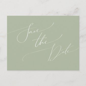 Whimsical Script | Sage Green Save The Date Invitation Postcard | Zazzle