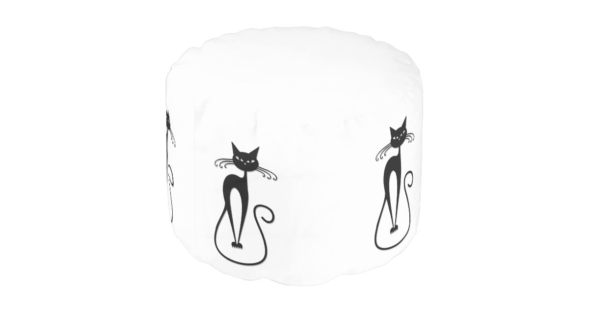 Whimsical Skinny Black Cat Pouf | Zazzle