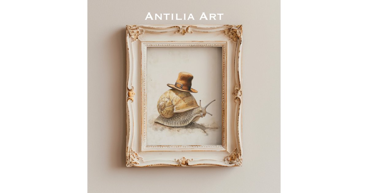 Whimsical Snail Painting Slug Gastropod Mollusc Poster | Zazzle