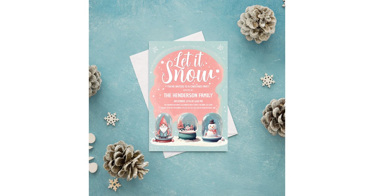 Whimsical Snow Globe Christmas Party Invitation | Zazzle