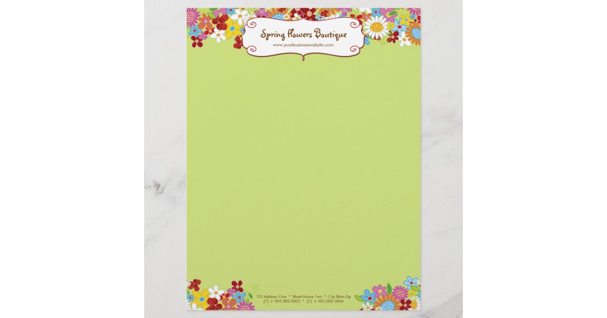 Whimsical Spring Flowers Garden Custom Letterhead | Zazzle