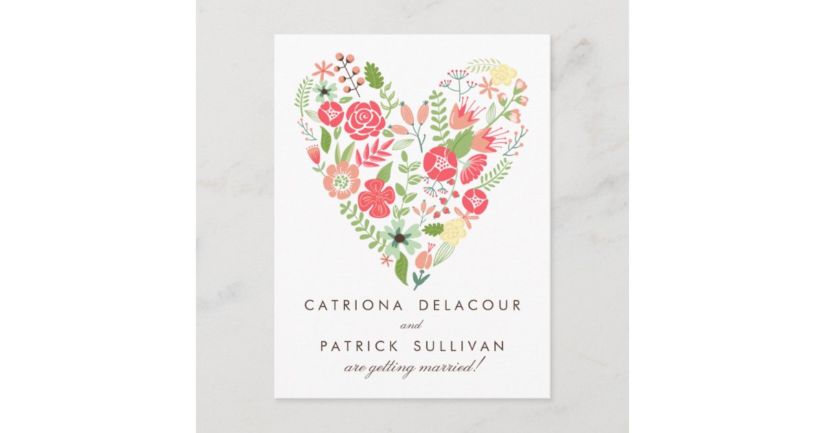 WHIMSICAL SPRING FLOWERS SAVE THE DATE POSTCARD | Zazzle