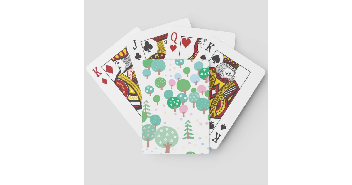 Whimsical Spring Trees Poker Cards | Zazzle