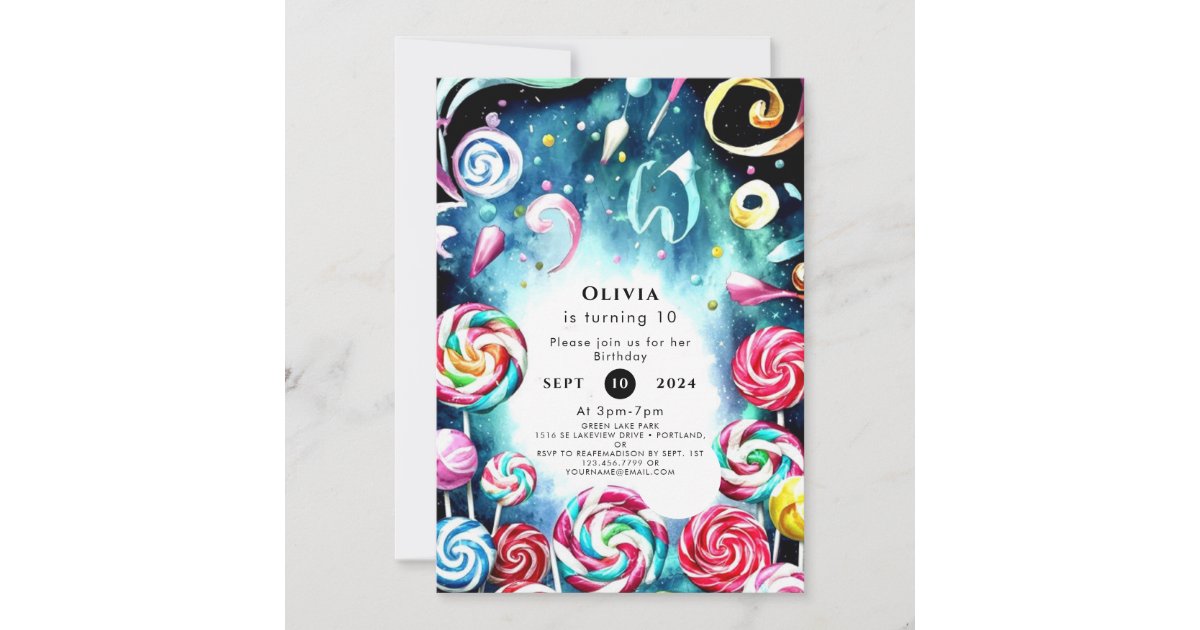 Whimsical Sprinkle Candyland Birthday Invitation | Zazzle