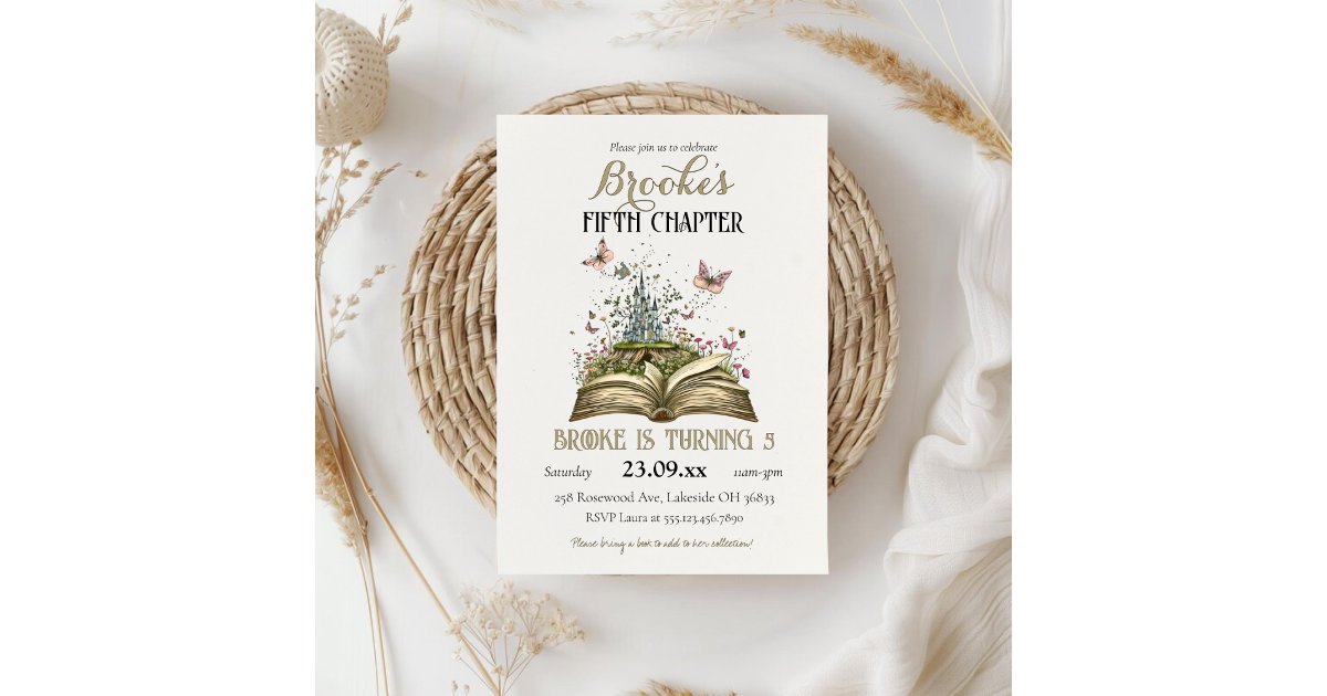 Whimsical Story Magic Book Themed Birthday Party Invitation | Zazzle