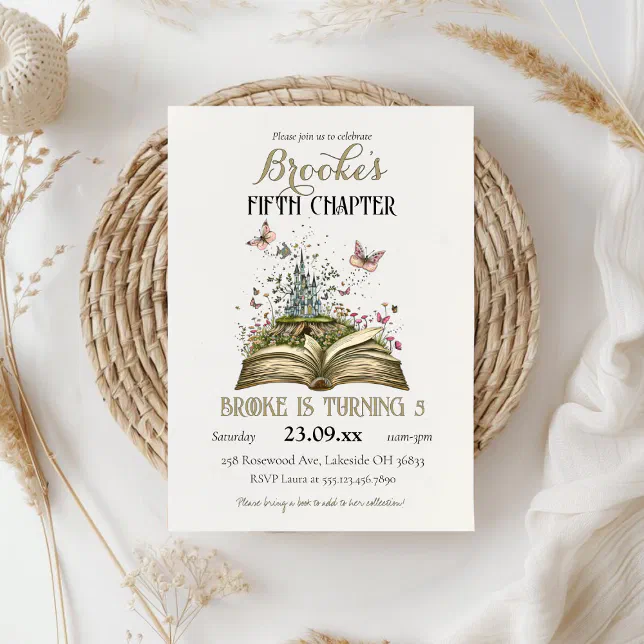 Whimsical Story Magic Book Themed Birthday Party Invitation | Zazzle
