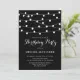 Whimsical String Lights Black Birthday Party Invitation | Zazzle