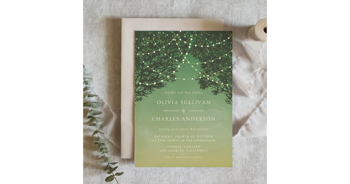 Whimsical String Lights Fairy Tale Wedding Invitation | Zazzle
