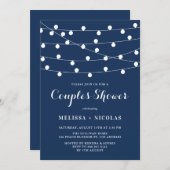 Whimsical String Lights Navy Blue Couples Shower Invitation | Zazzle