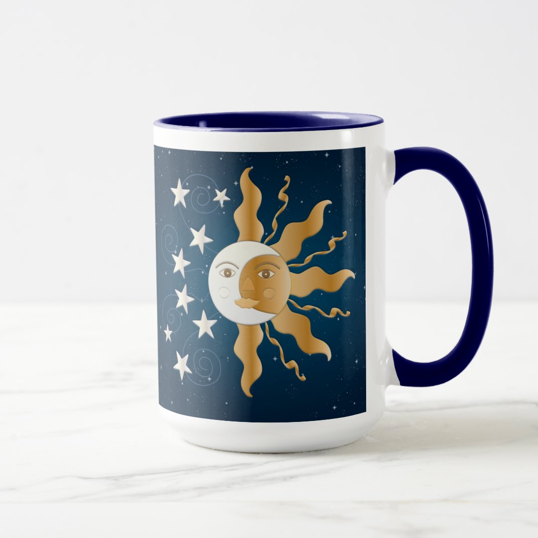 Whimsical Sun, Moon and Stars Mug | Zazzle