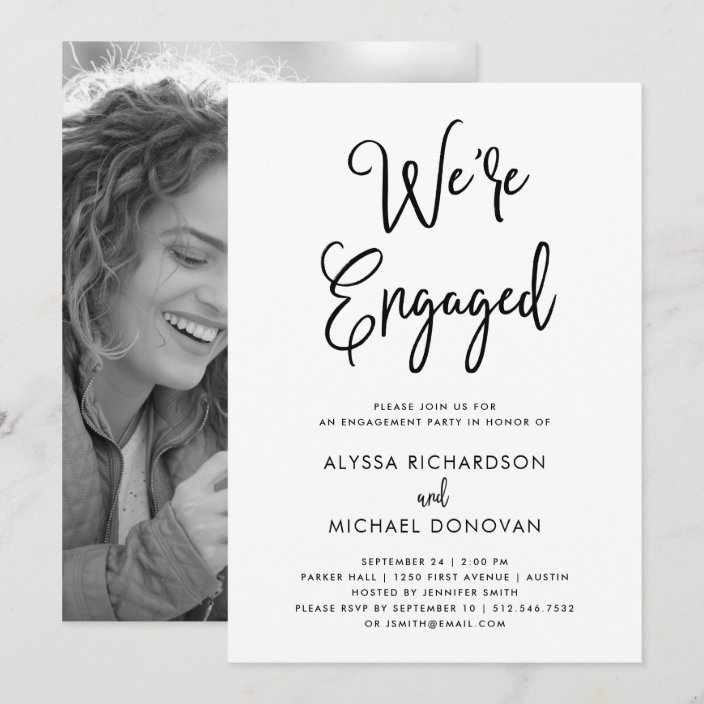 Whimsical Text with Photo | Engagement Party Invitation | Zazzle.com