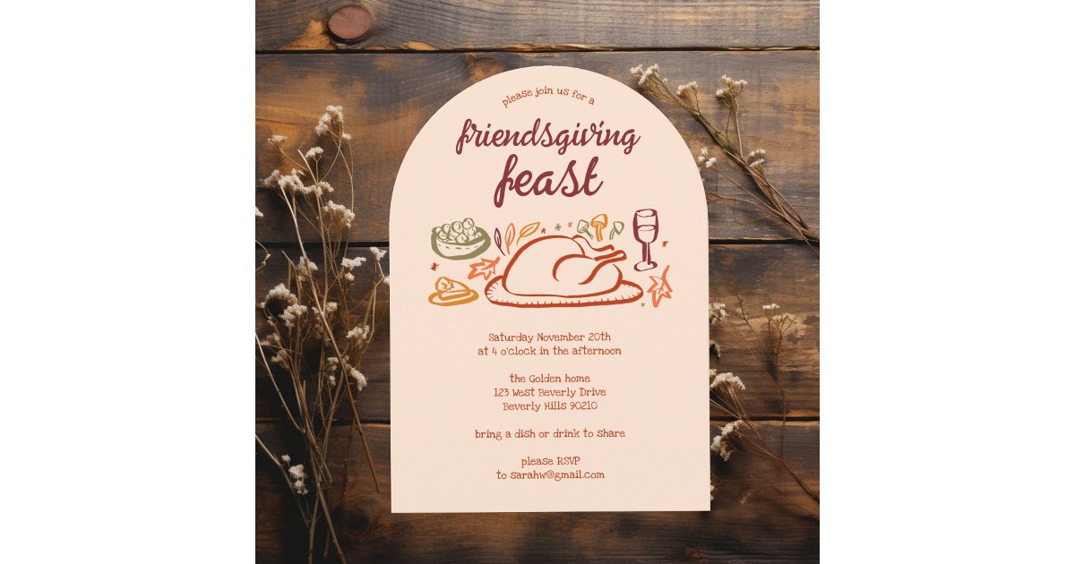 Whimsical Thanksgiving Friendsgiving Dinner Arch Invitation Zazzle