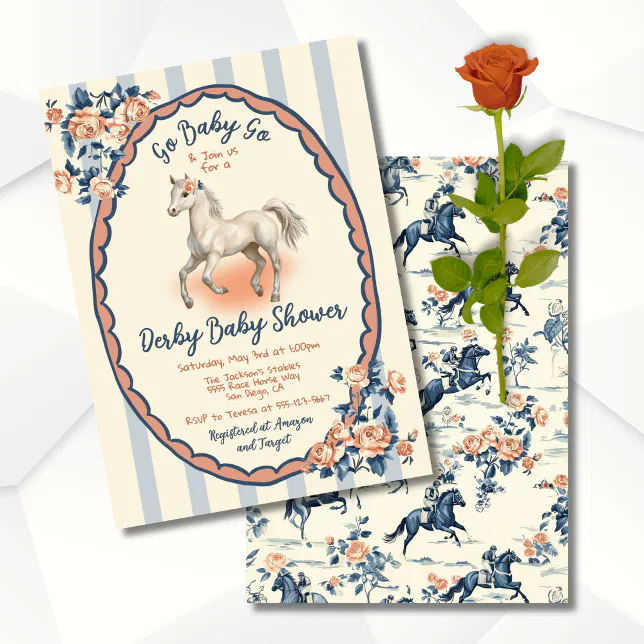 Whimsical Toile Derby Baby Shower Invitation | Zazzle