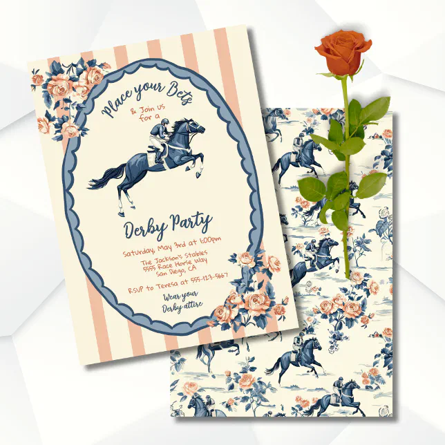 Whimsical Toile Derby Party Invitation | Zazzle