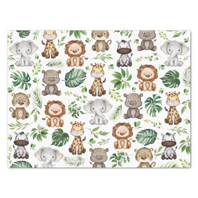 Whimsical Tropical Jungle Safari Wild Animals Tissue Paper | Zazzle