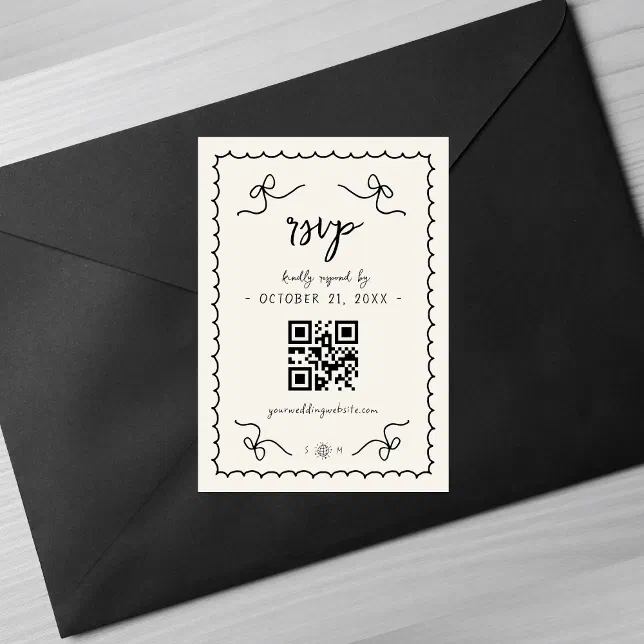 Whimsical Vintage French Wedding QR Code RSVP Card | Zazzle