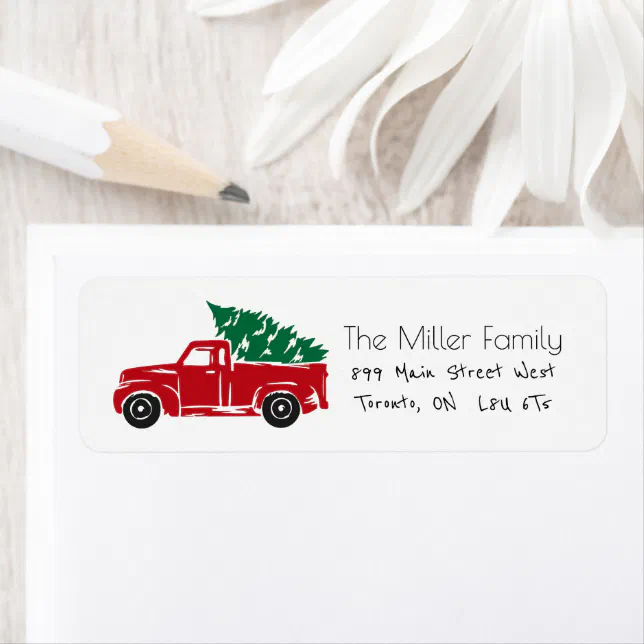 Whimsical Vintage Red Truck Return Address Labels | Zazzle