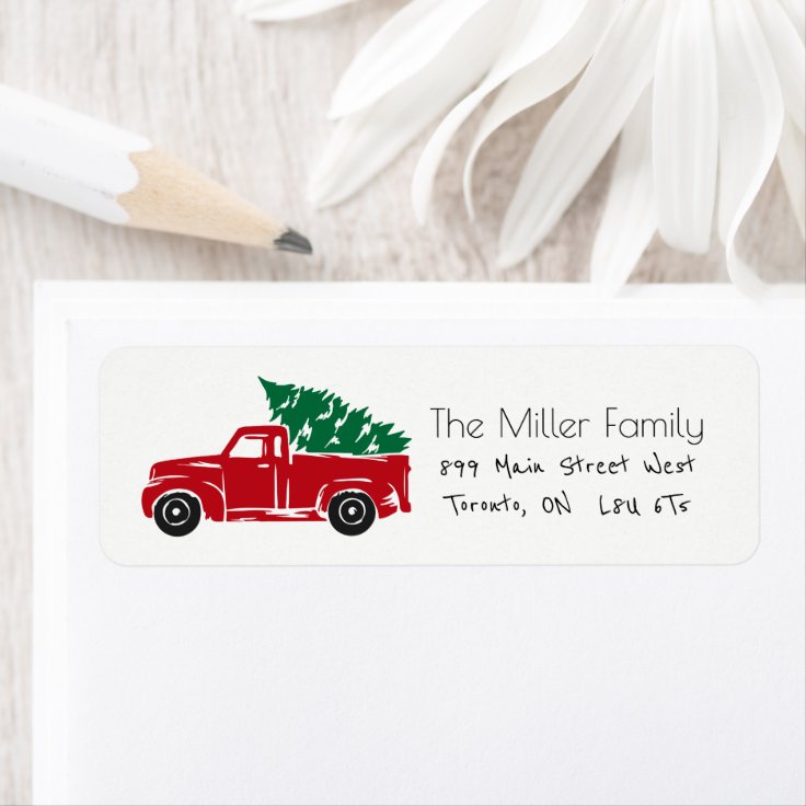 Whimsical Vintage Red Truck Return Address Labels | Zazzle
