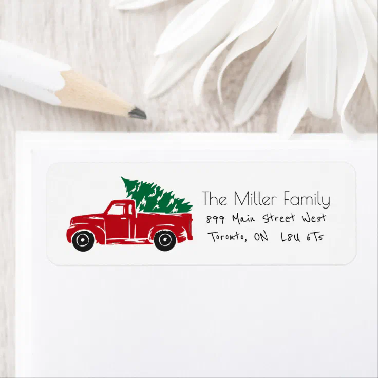 Whimsical Vintage Red Truck Return Address Labels | Zazzle