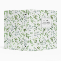Whimsical Watercolor Eucalyptus Greenery Pattern Mini Binder | Zazzle