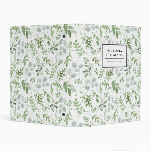 Whimsical Watercolor Eucalyptus Greenery Pattern Mini Binder | Zazzle