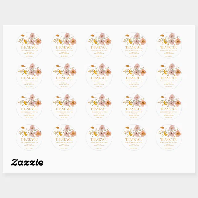 Whimsical Wildflower Thank You Stickers | Zazzle