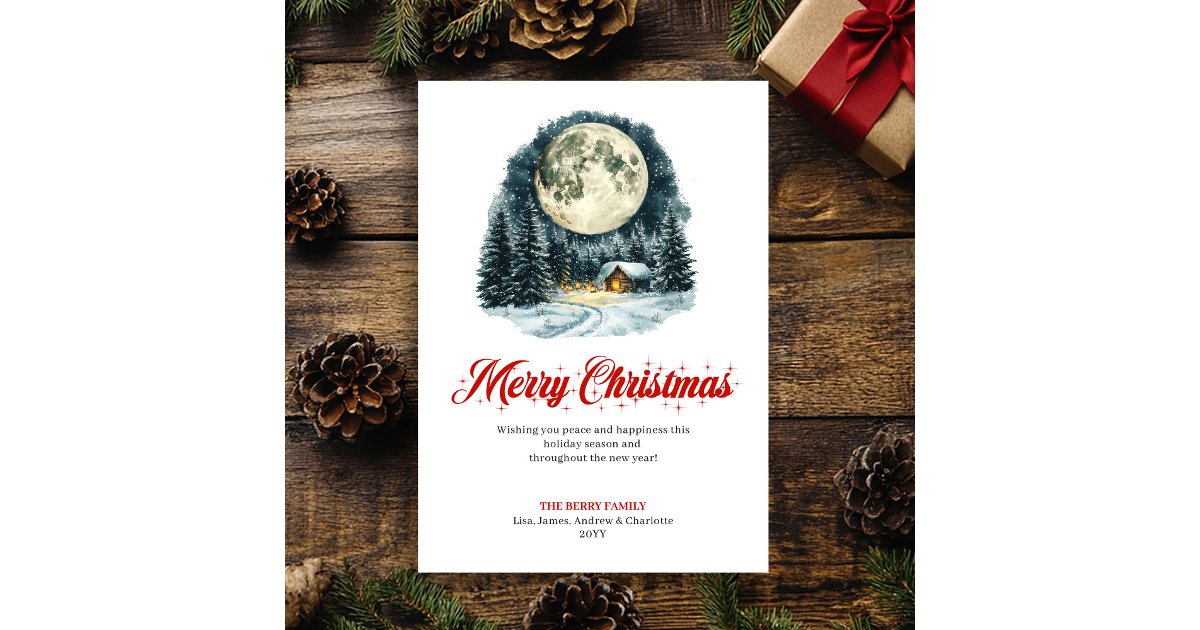 Whimsical Winter Scene Red Green Greeting Card | Zazzle