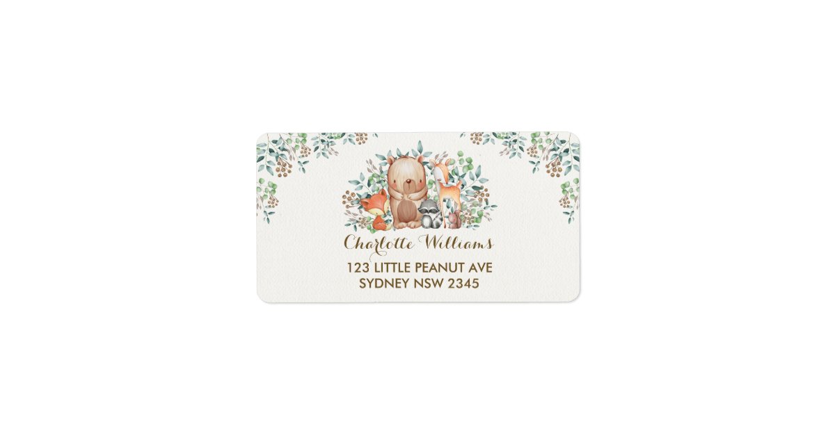 Whimsical Woodland Forest Animals Return Address Label | Zazzle