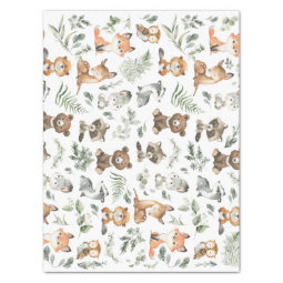 Whimsical Woodland Forest Animals Sage Greenery Tissue Paper | Zazzle