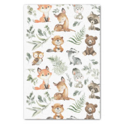 Whimsical Woodland Forest Animals Sage Greenery Tissue Paper | Zazzle