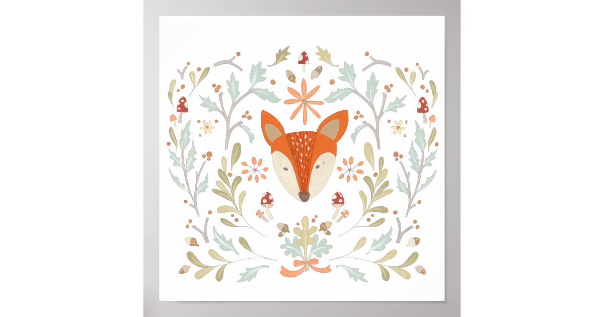 Whimsical Woodland Fox Poster | Zazzle