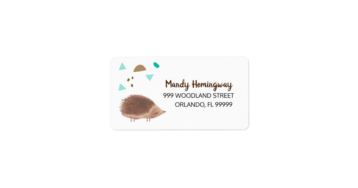 Whimsical Woodland Hedgehog Illustration Address Label | Zazzle