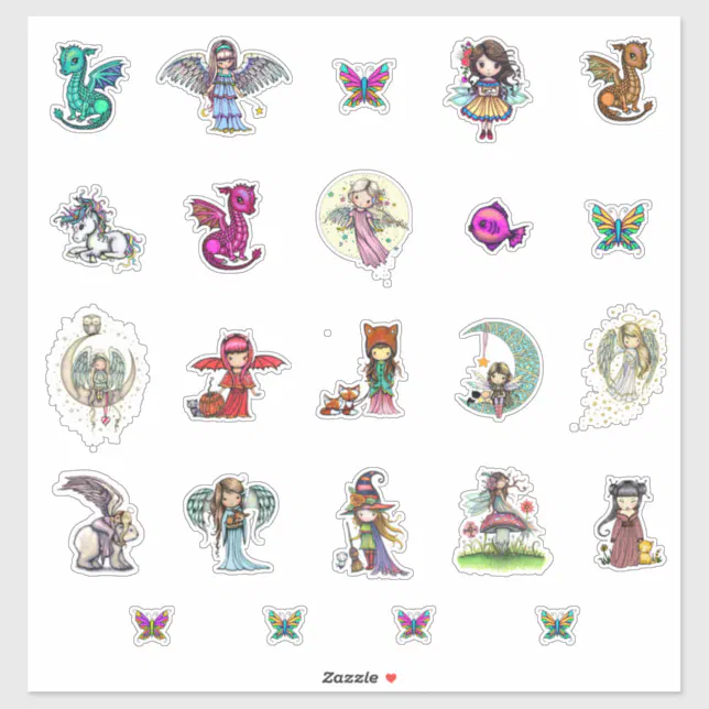 Whimsical World Characters Stickers Fantasy Art | Zazzle