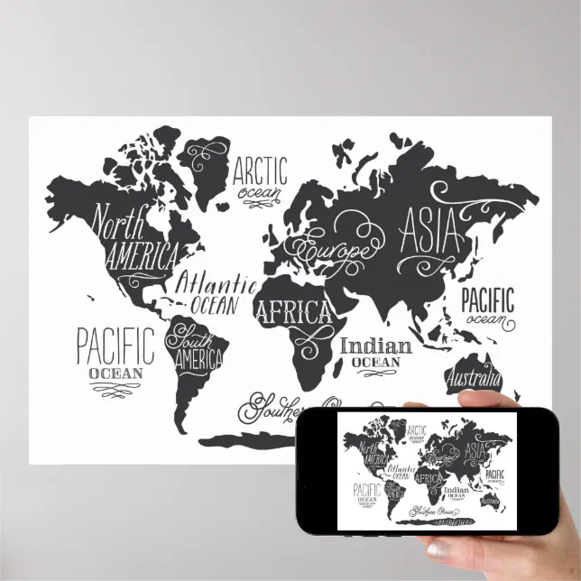 Whimsical World Map Poster | Zazzle