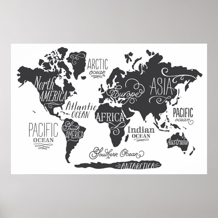 Whimsical World Map Poster | Zazzle
