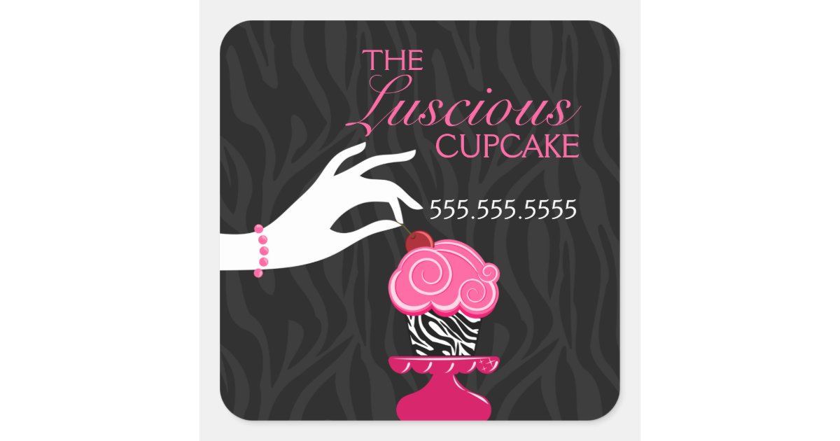 Whimsical Zebra Cherry Cupcake Bakery Box Seals | Zazzle