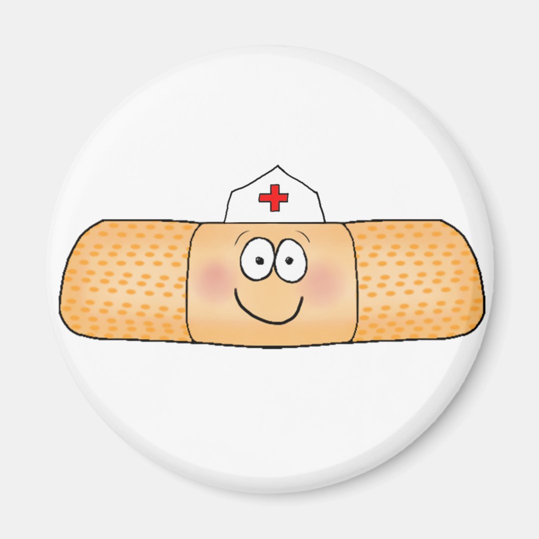 Whimsicla Band Aid Bandage with Nurse Hat Cute Magnet | Zazzle