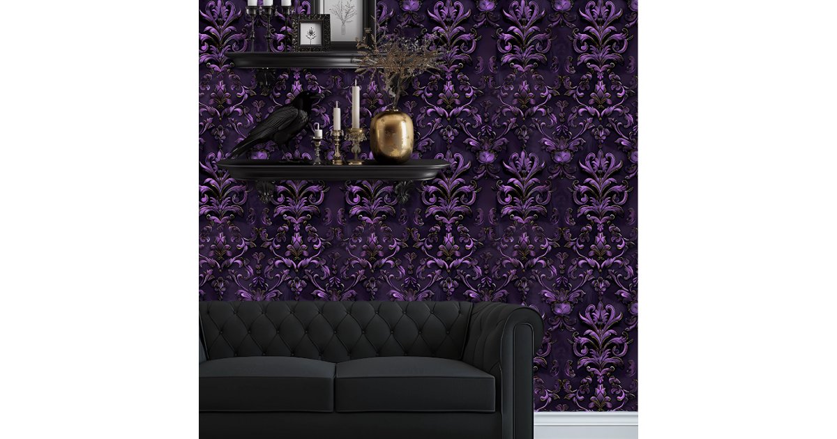 Whimsigoth Elegant Deep Purple Wallpaper | Zazzle