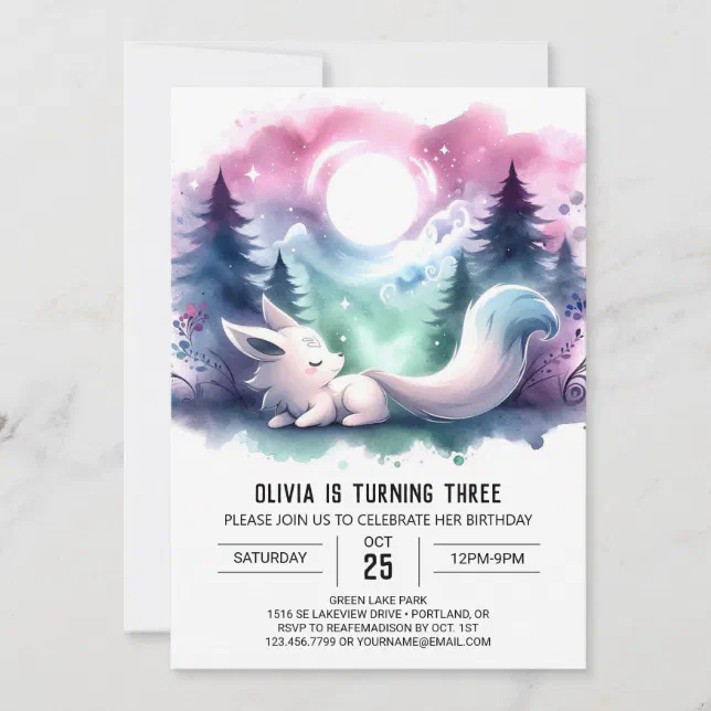 Whimsy Happy Wolf Birthday Invitation | Zazzle