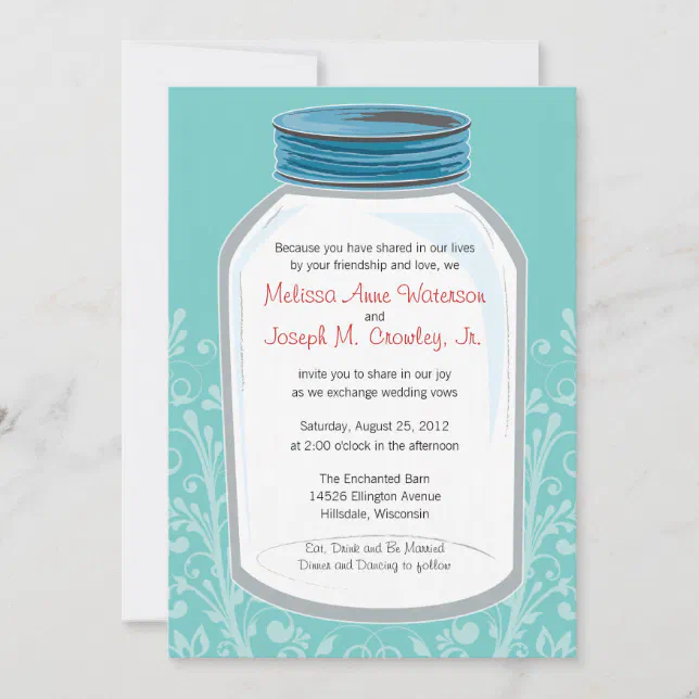 Whimsy Mason Jar Wedding Invitation | Zazzle