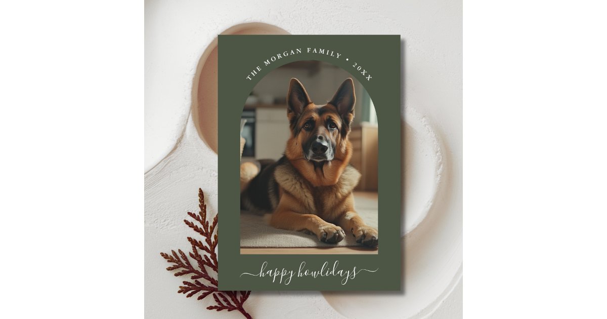 Whimsy Script German Shepherd Happy Howlidays Holiday Card | Zazzle
