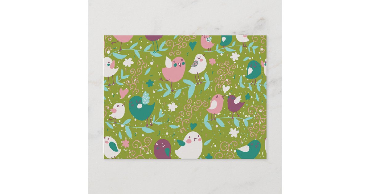 Whimsy Tweety Birds on Vines Postcard | Zazzle