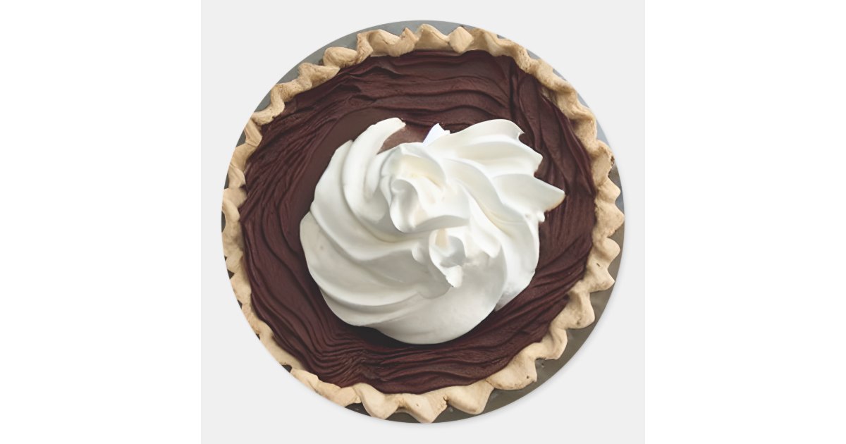 Whipped Cream Chocolate Pudding Pie Food Classic Round Sticker | Zazzle