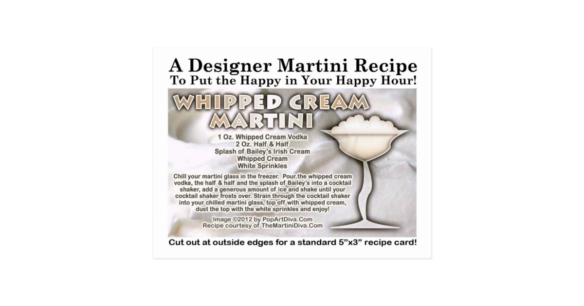 Whipped Cream Martini Recipe Postcard | Zazzle.com