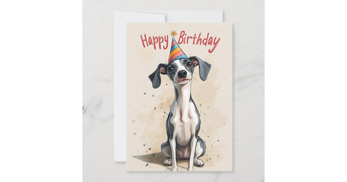 Whippet Dog Birthday Party Invitation | Zazzle