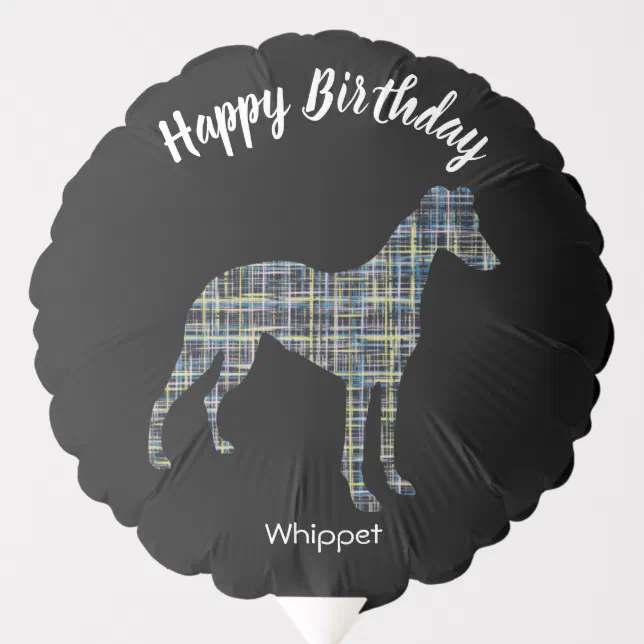 Whippet Dog Silhouette Cute Grid Black Balloon | Zazzle