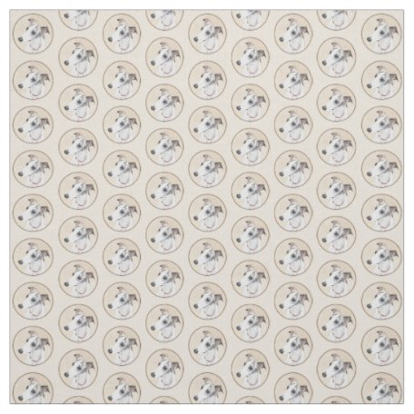 Whippet Painting - Cute Original Dog Art Fabric | Zazzle